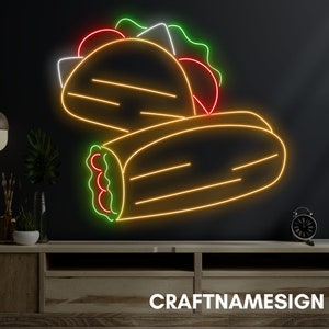 Tacos and Burrito Neon Sign, Tacos Burrito Led Sign, Custom Neon Sign ...