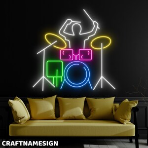 Drum Player Neon Sign, Drum Band Player Led Sign, Custom Neon Sign ...