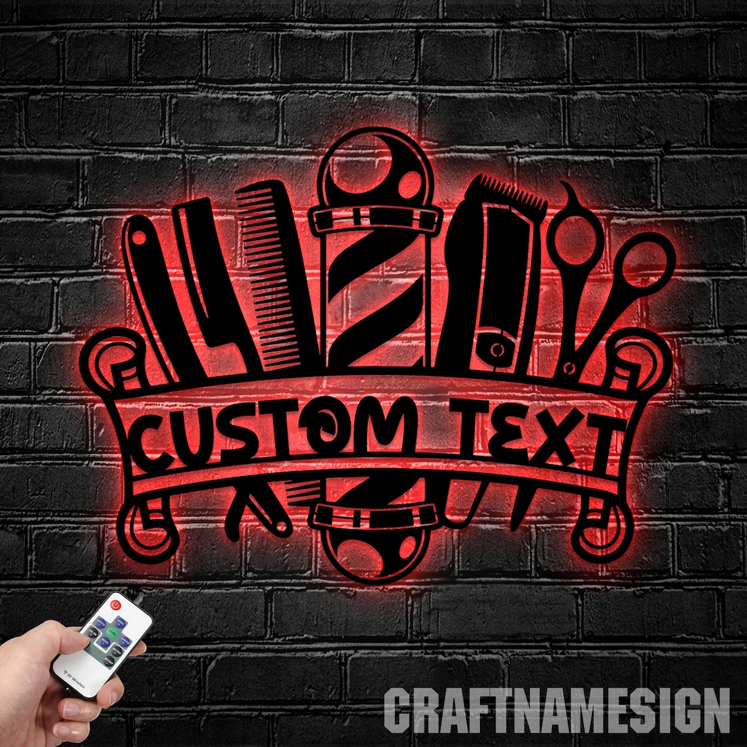 Personalized Barber Shop Metal Sign, Personalized Barber Shop Name Sign ...