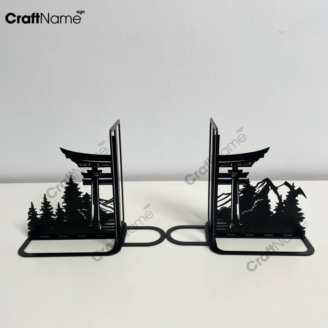 Personalized Tori Gate Bookend Metal Art, Japanese Tori Gate Lover Name ...