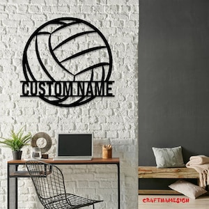 Personalized Ball Volleyball Metal Wall Art LED Light - Custom ...