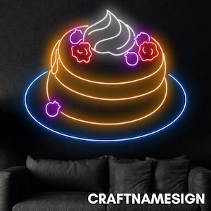 Waffle Neon Sign, Waffle Cake Led Sign, Custom Neon Sign, Cream Cake ...