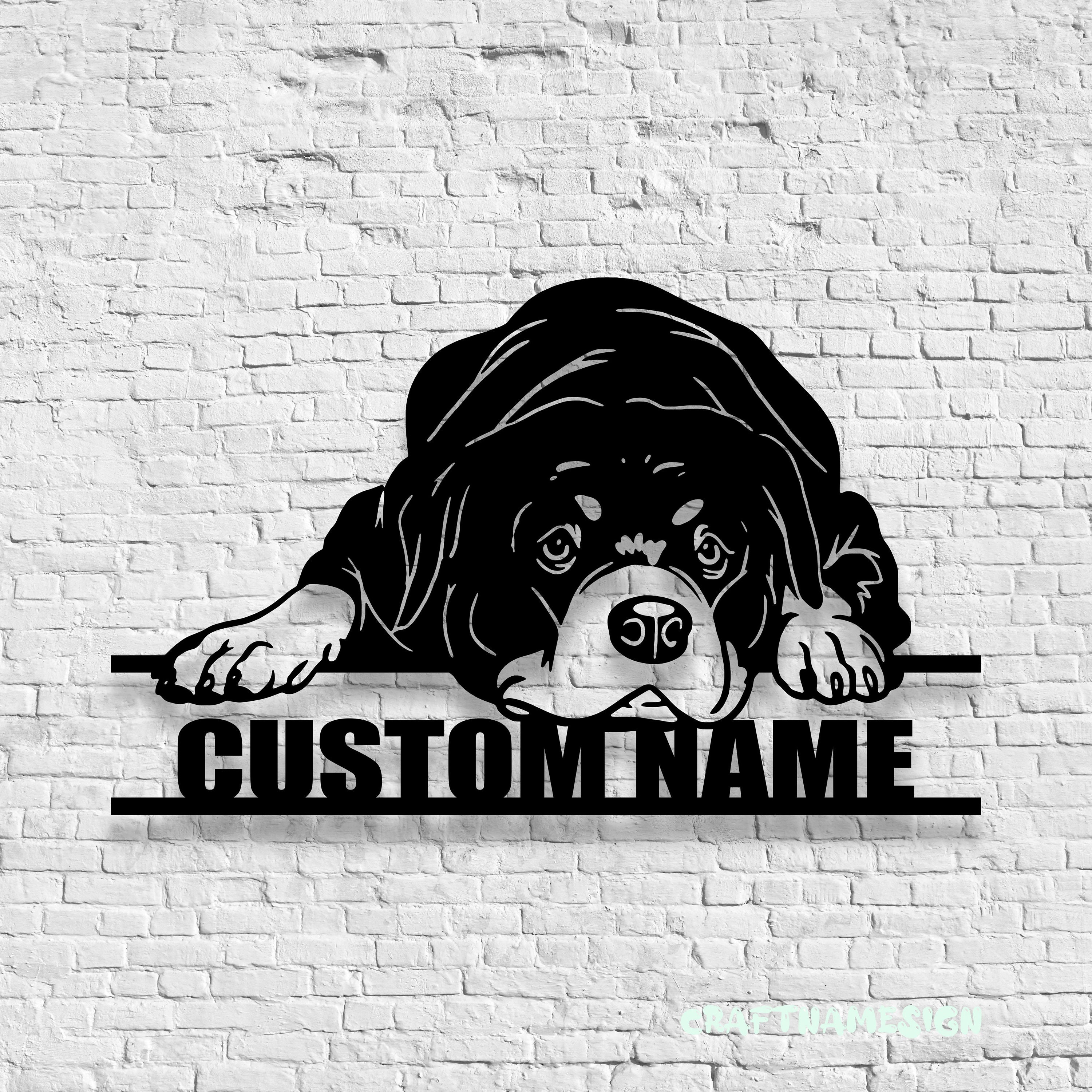 Custom Lazy Rottweiler Metal Wall Art LED Light - Personalized Dog ...