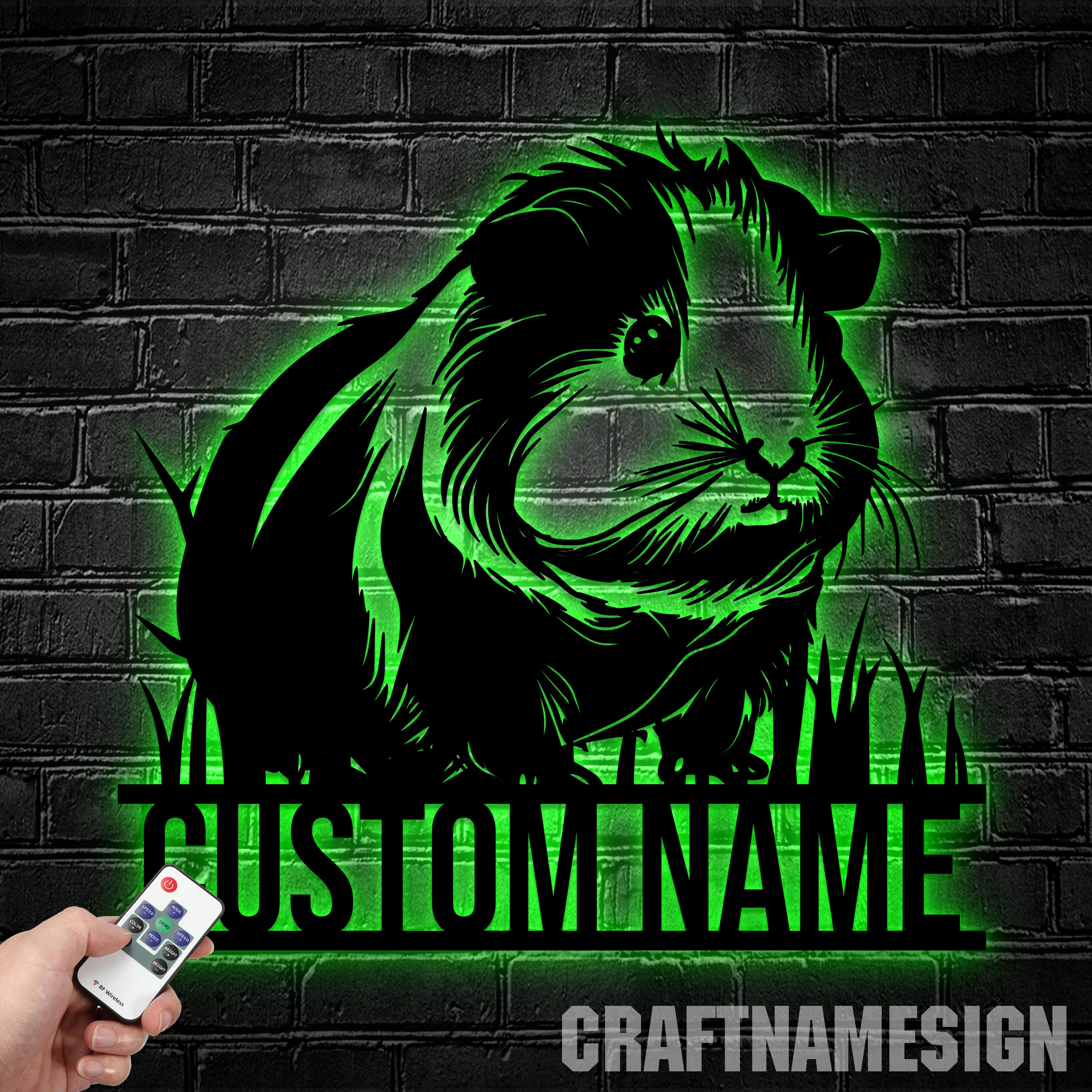 Personalized Guinea Pig Metal Wall Art LED Light, Custom Guinea Pig ...