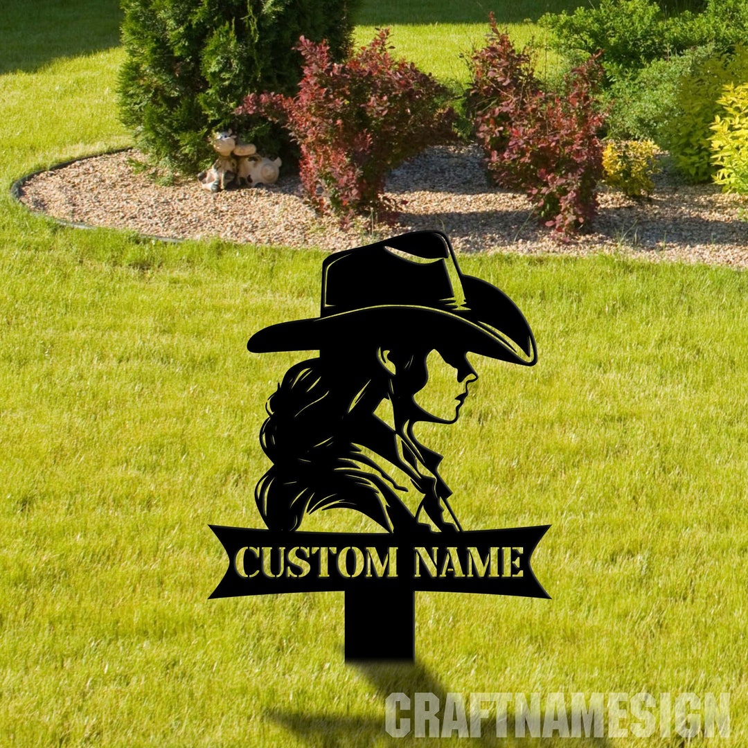 Custom Cowgirl Memorial Stake, Cowgirl Memorial Plaque With Stake ...