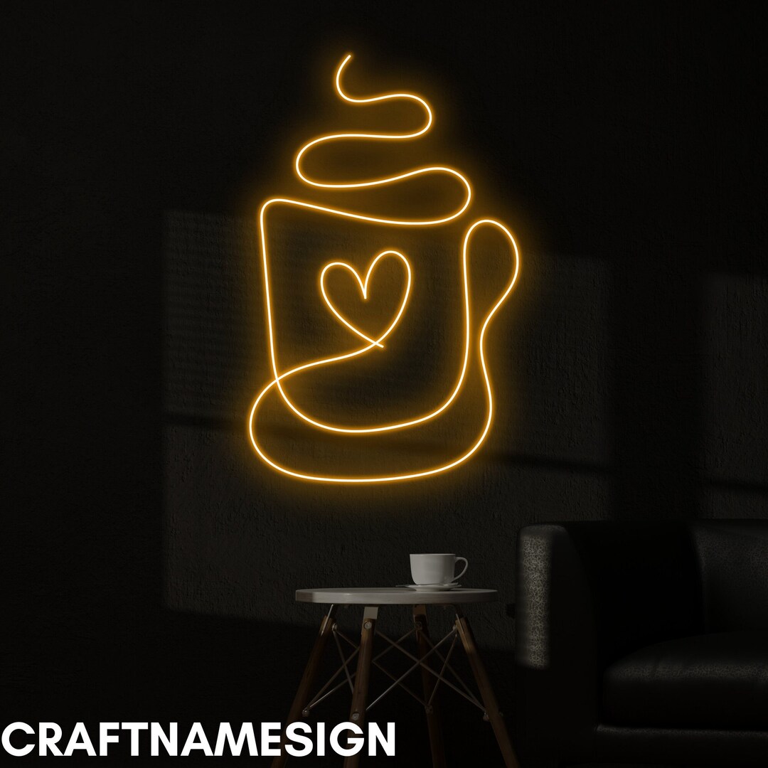 Cup of Coffee Neon Sign, Coffee Cup Led Sign, Custom Neon Sign, Coffee ...