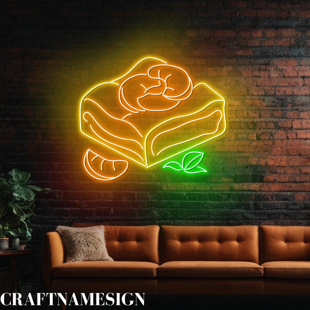 Peach Danish Pastry Dessert Neon Sign, Danish Pastry Led Sign, Custom ...