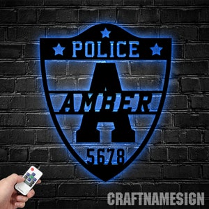 Personalized Police Force Metal Sign With LED Lights, Custom Police ...