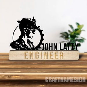 Custom Wooden Civil Engineer Desk Name Plate, Engineer Metal Nameplate ...