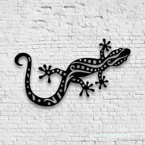 Gecko Metal Wall Art LED Light - Ledge Lizard Sign Home Decor - - Ideal ...