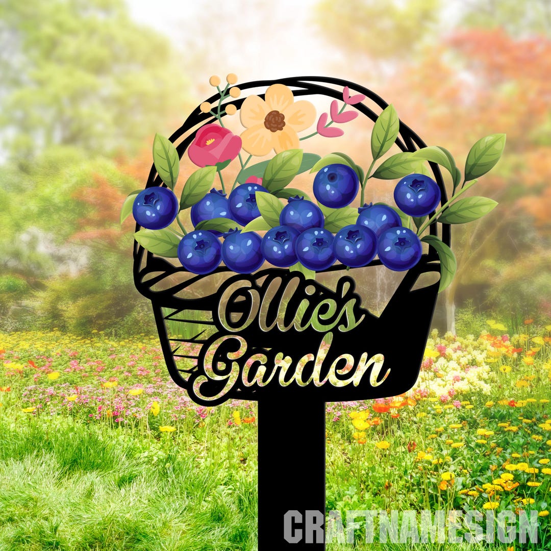 Custom Blueberry Metal Garden With Stake, Garden Stake Decor, Grandma's ...