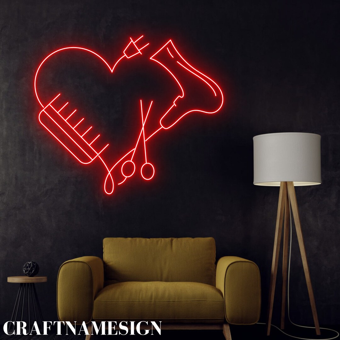 Hair Cutting Tools Neon Sign for Hair Salon Decoration, Custom Neon Led ...