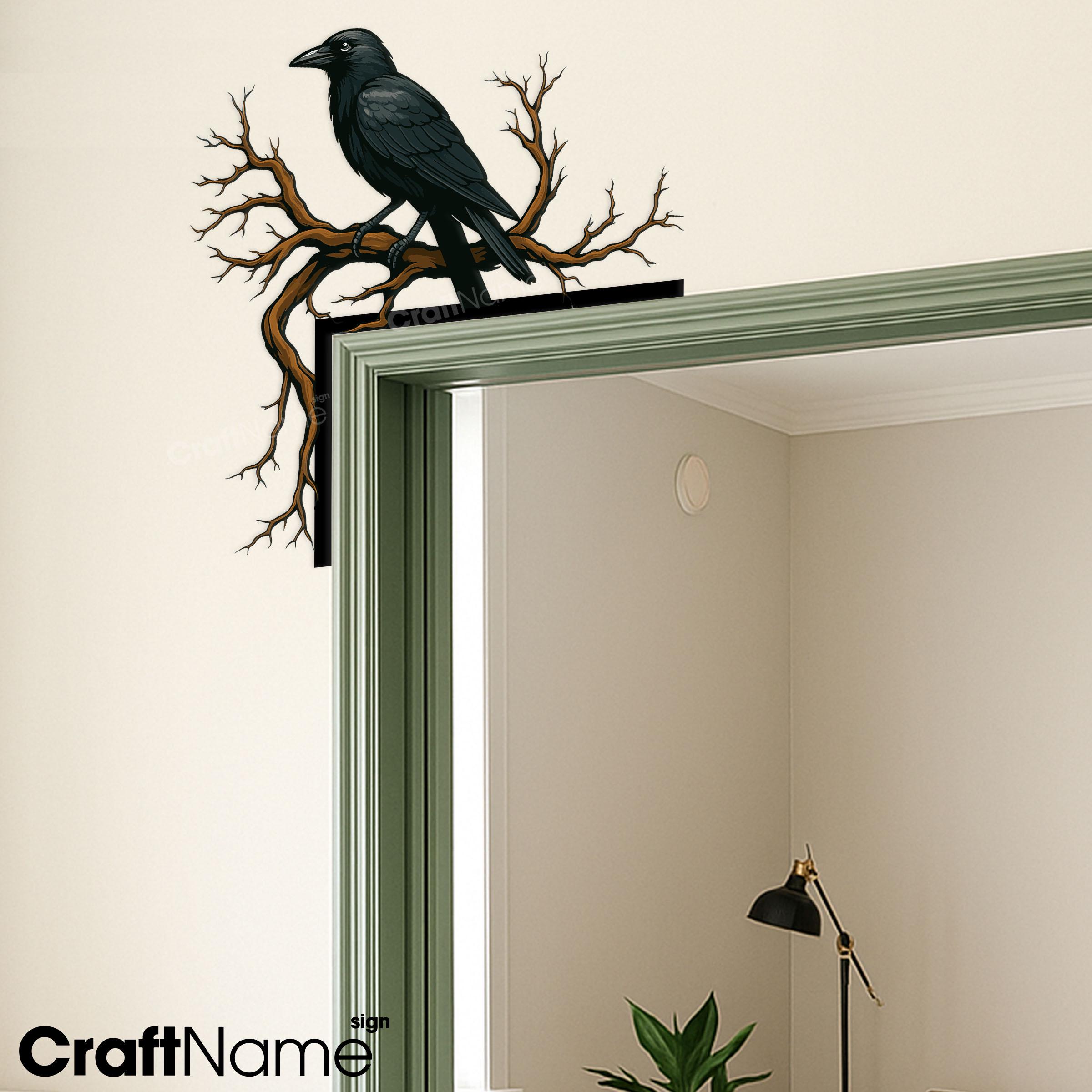Crow Metal Door Corner, Metal Art for Door Topper, Raven Door Hanging ...