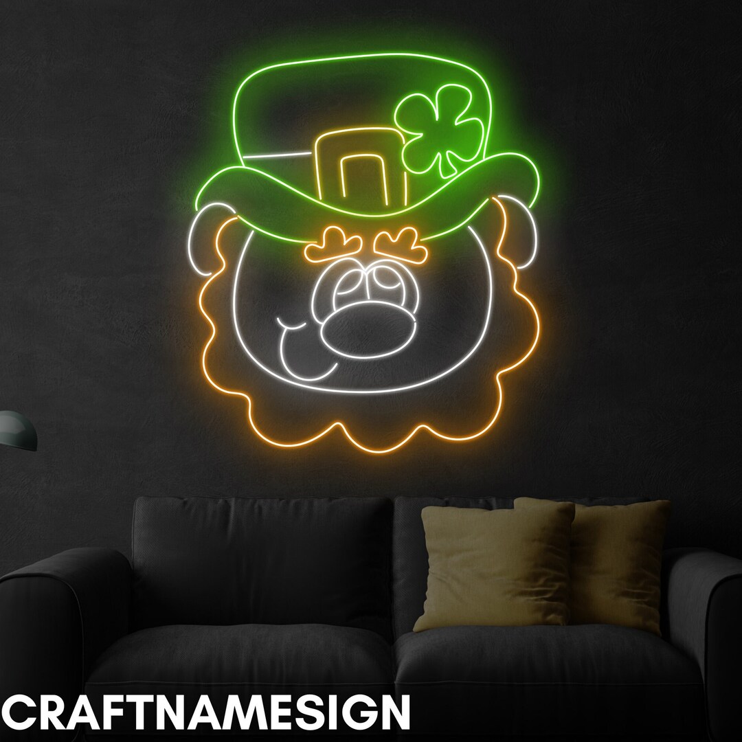 Patrick Shamrock Chibi Led Sign, Hat Patricks Day Neon Sign, Custom ...