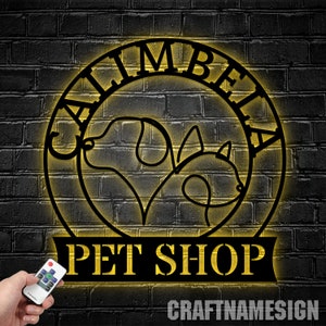 Personalized Pet Shop Sign Custom Logo Name Plaque Metal Wall Art Decor ...