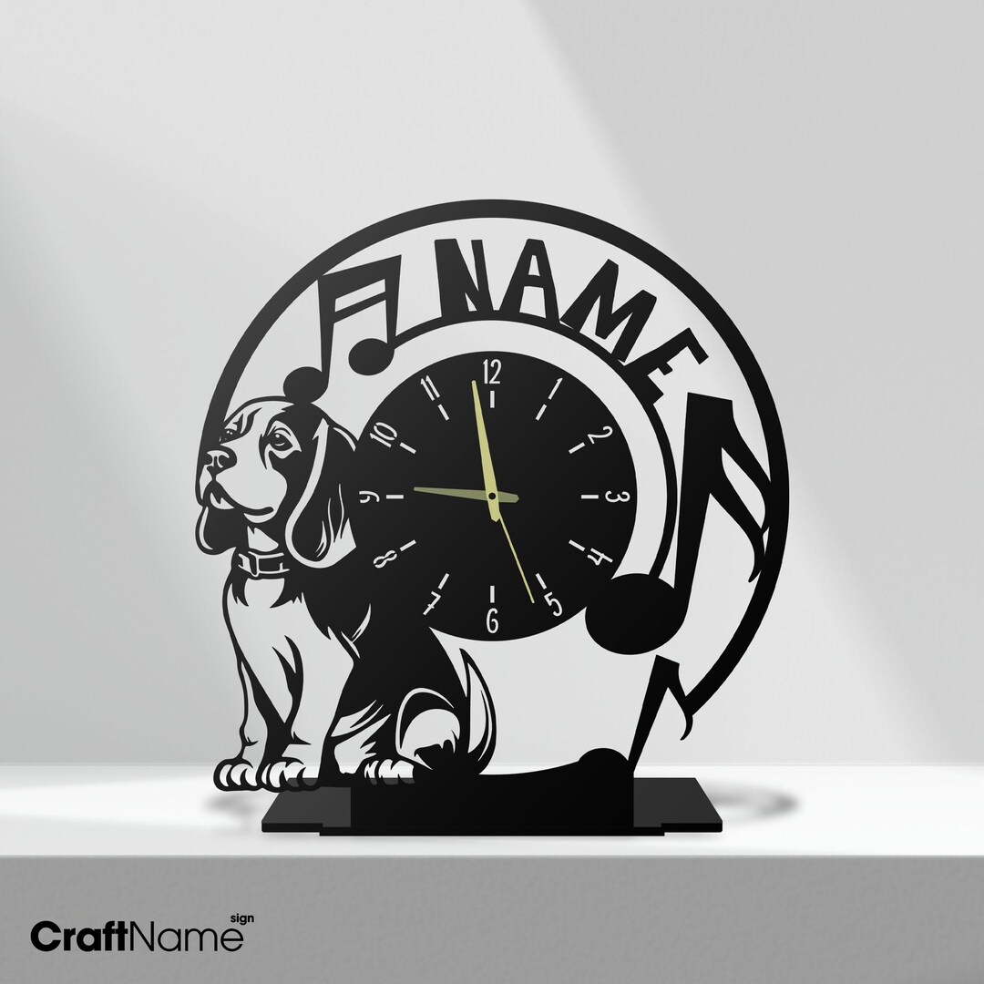 Custom Beagle Dog Metal Silent Clock for Desk, Personalized Tabletop Clock Office Decor ...