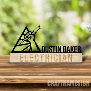 Custom Wooden Electrical Engineer Desk Name Plate, Electrical Worker ...