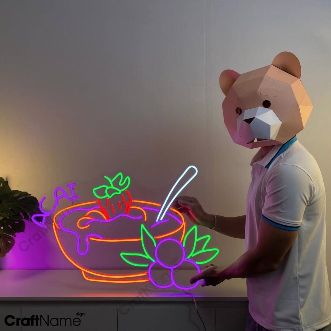 Acai Bowl Neon Sign, Brazilian Acai Led Sign, Fruit Acai Shop Wall Art ...