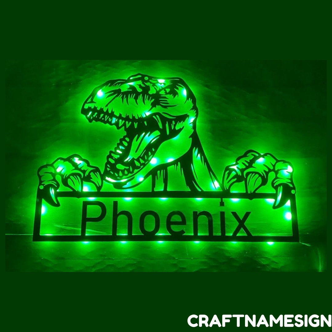Custom Dinosaur Metal Sign, Dinosaur Jurassic Led Sign, Personalized ...