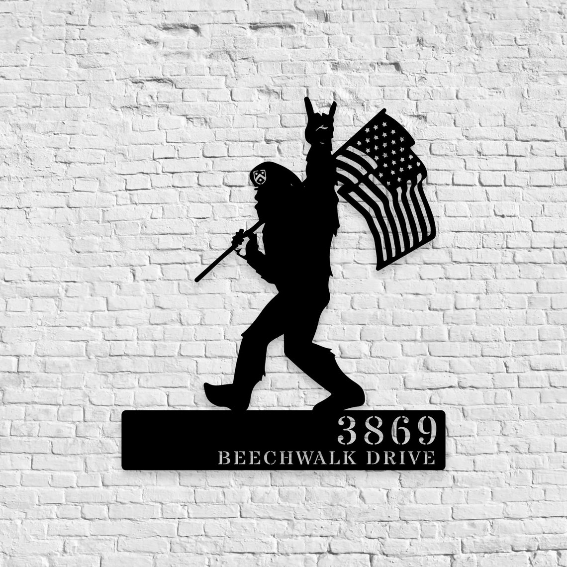 Custom Bigfoot Sasquatch UFO Number Metal Address Sign, Funny Bigfoot I ...