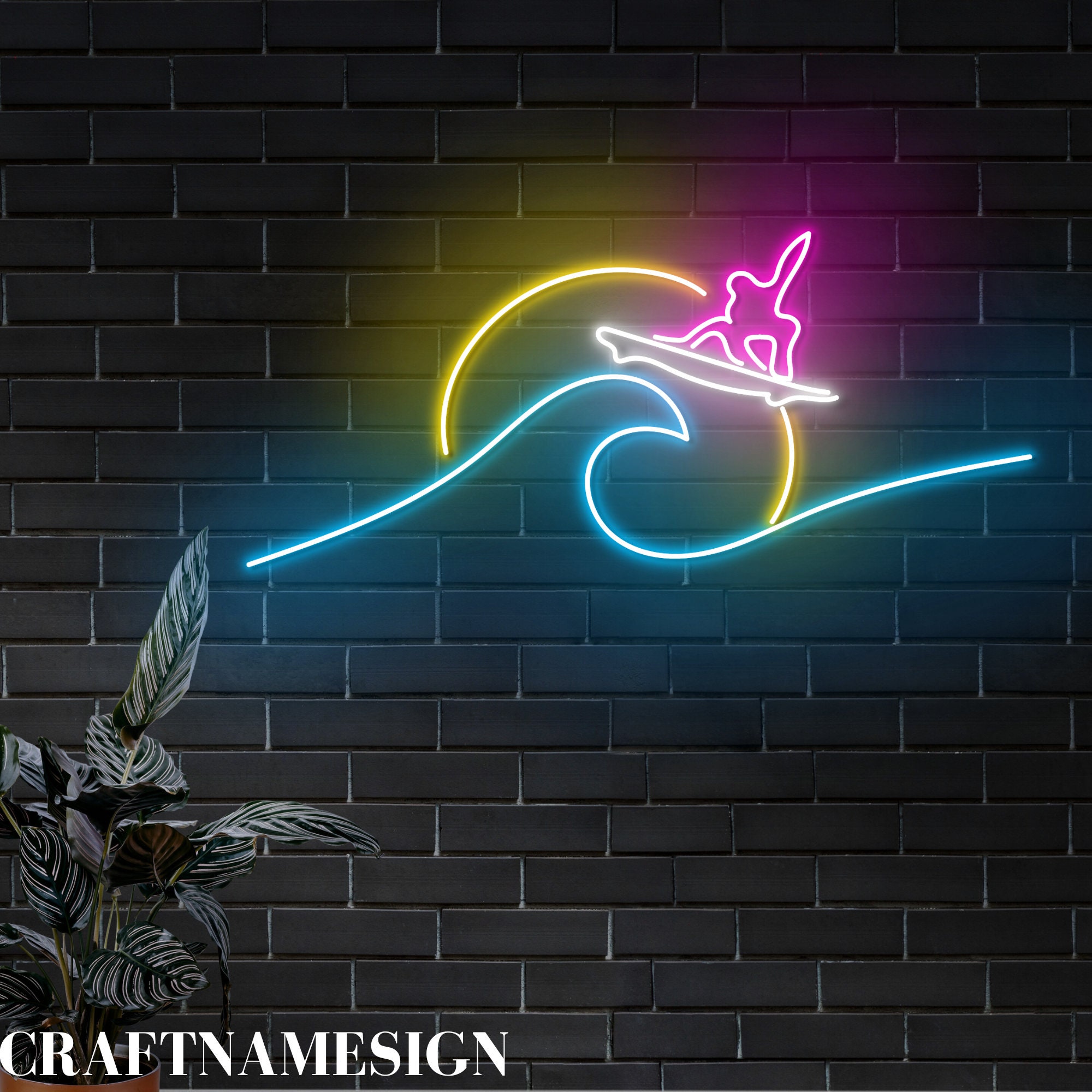 Surfing in the Sunset Neon Sign, Man Surfing Led Sign, Custom Neon Sign ...