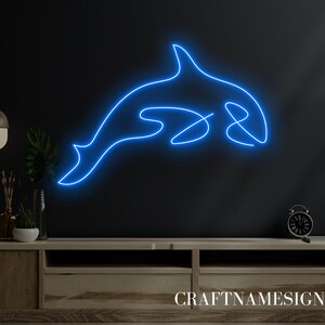 Orca Neon Sign, Whale Line Led Sign, Custom Neon Sign, Whale Lover Gift ...