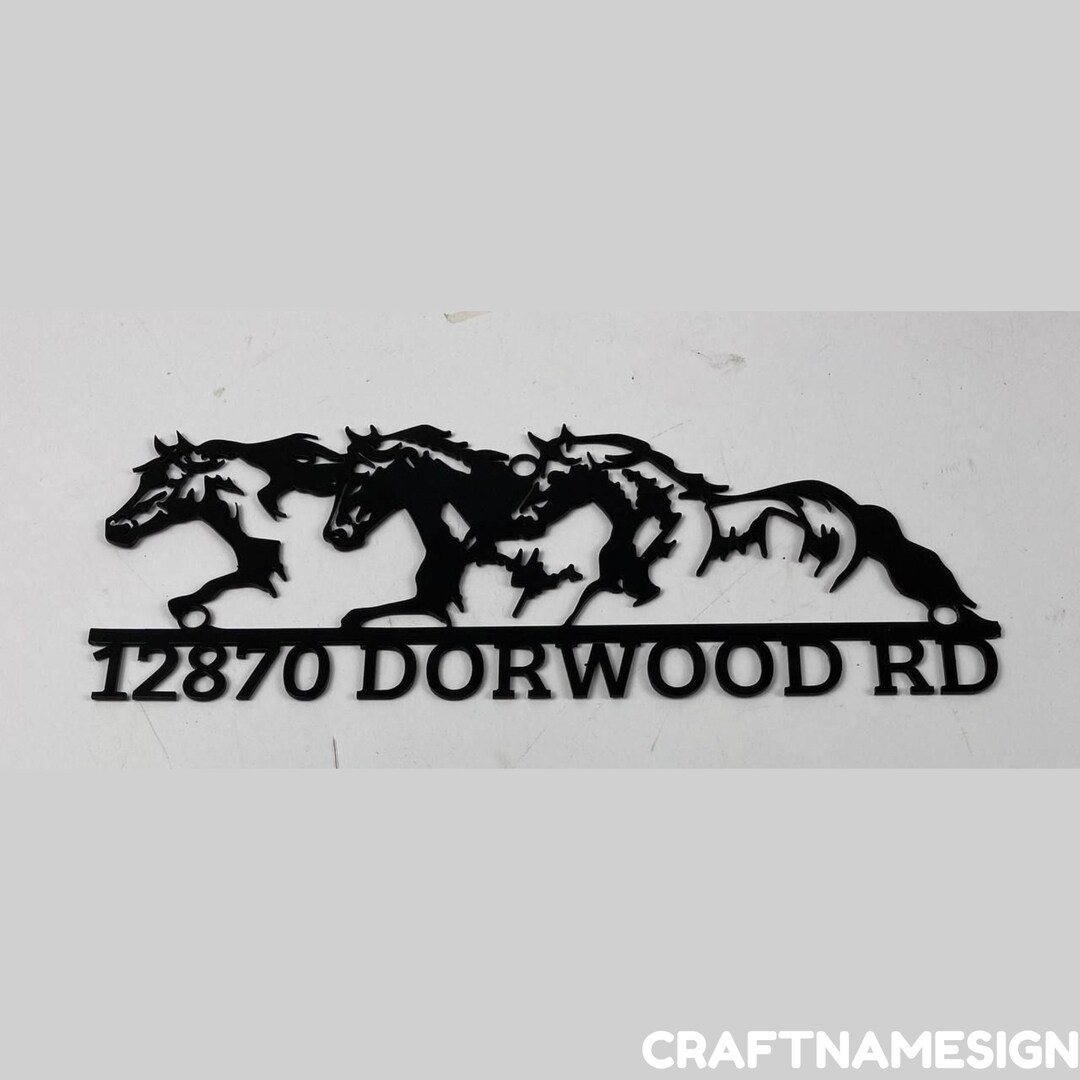 Custom Horses House Number Metal Address Sign, Personalized Horse ...