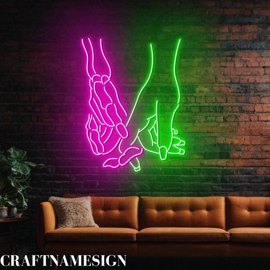 Girl Skeleton Hand Neon Sign, Girl Hand Skeleton Hand Led Sign, Custom ...
