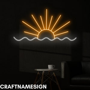 Sunset Wave Ocean Neon Sign, Sunset Wave Led Sign, Custom Neon Sign ...