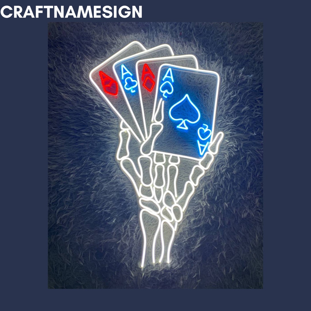 Skeleton Plays Card Neon Sign, Poker Card Led Sign, Custom Neon Sign ...