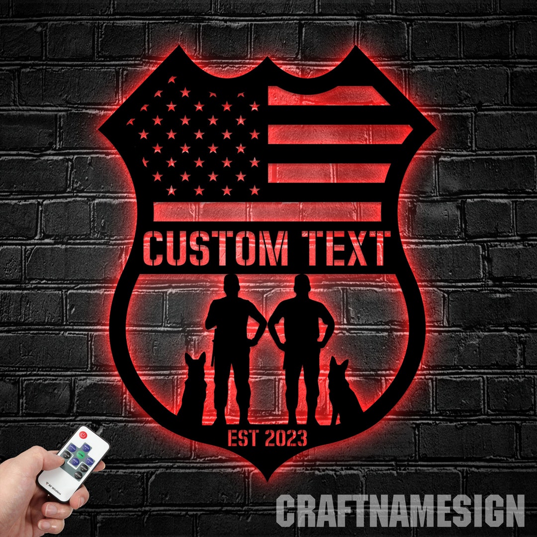 Personalized Police Force Metal Sign With LED Lights, Custom Police ...