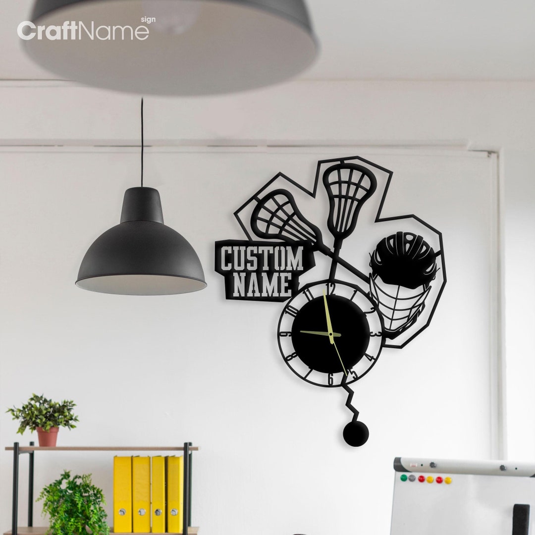 Personalized Lacrosse Pendulum Acrylic Wall Clock, Unique Minimalist ...