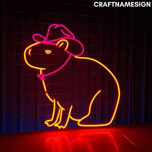 Cowboy Capybara Neon Sign, Capybara Cowboy Led Sign, Custom Neon Sign ...