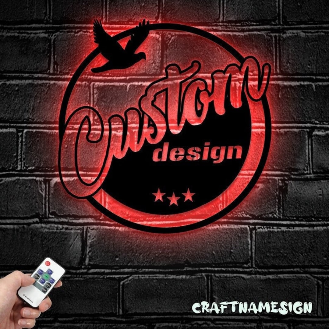 Custom Logo Design Metal Wall Art LED Light - Personalized Business ...