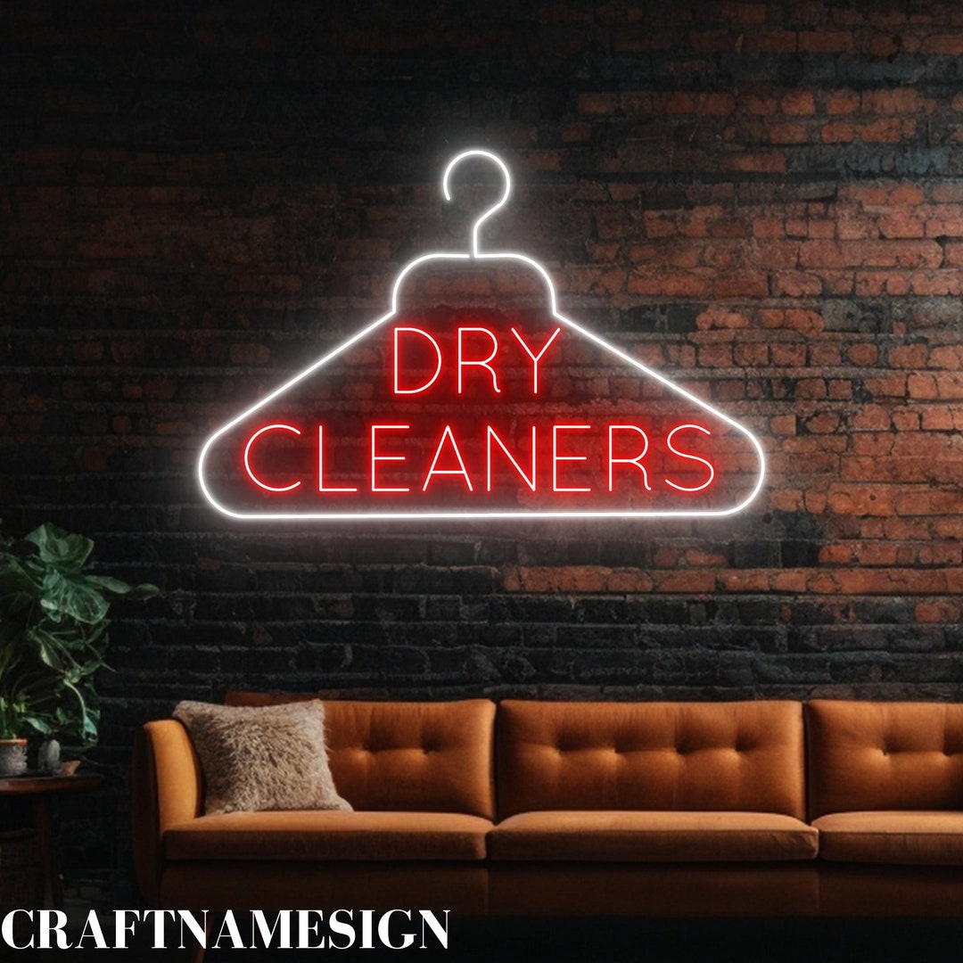 Dry Cleaners Neon Signboard for Laundry Service Decor, Custom Neon Sign ...