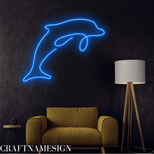 Minimalist Dolphin Neon Sign, Dolphin Led Sign, Custom Neon Sign ...