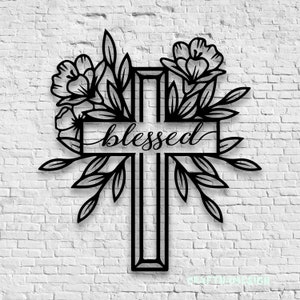 Blessed Cross Metal Wall Art LED Light - Christ Sign Home Decor - Ideal ...