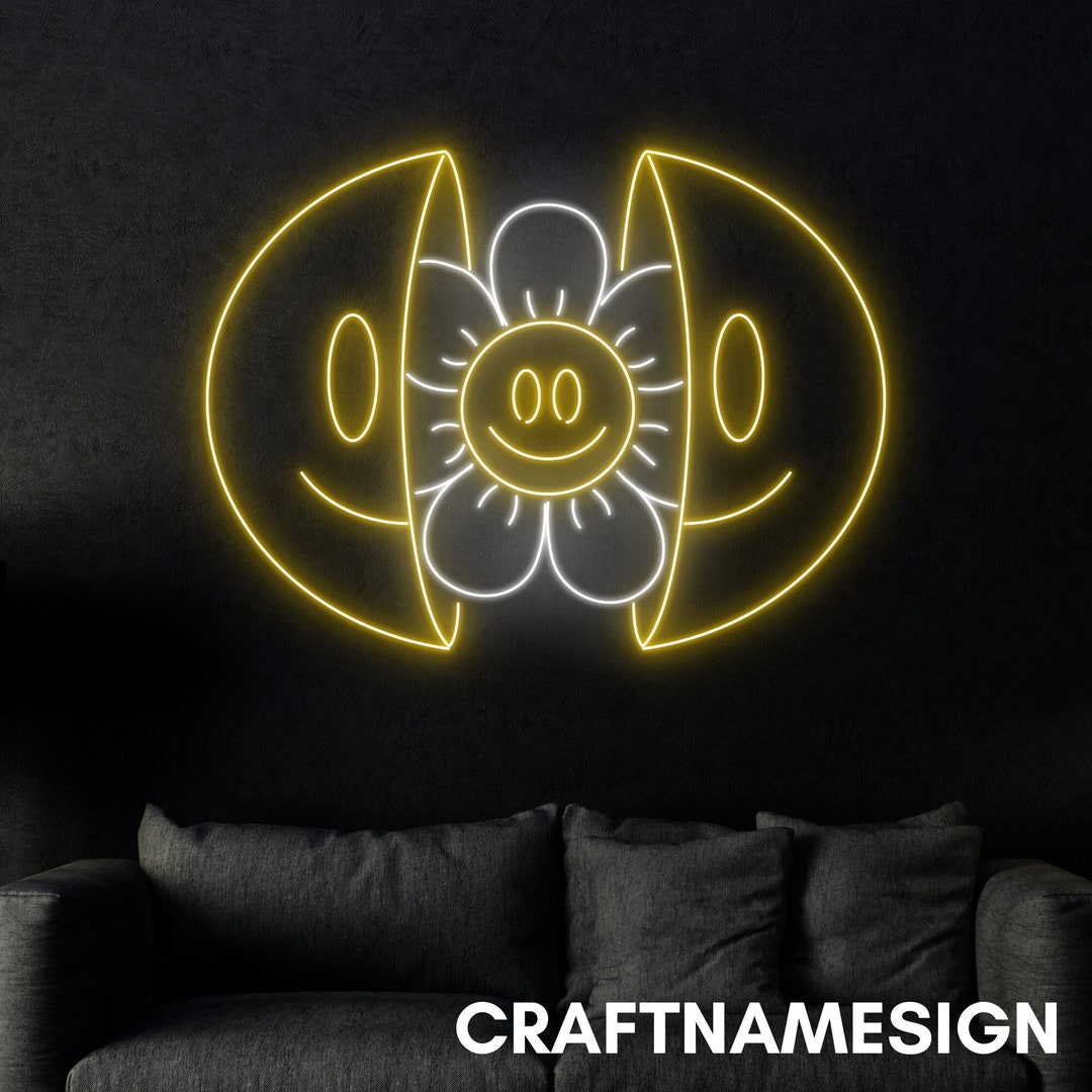 Smile Sunflower Neon Sign, Wildflower Led Sign, Custom Neon Sign ...