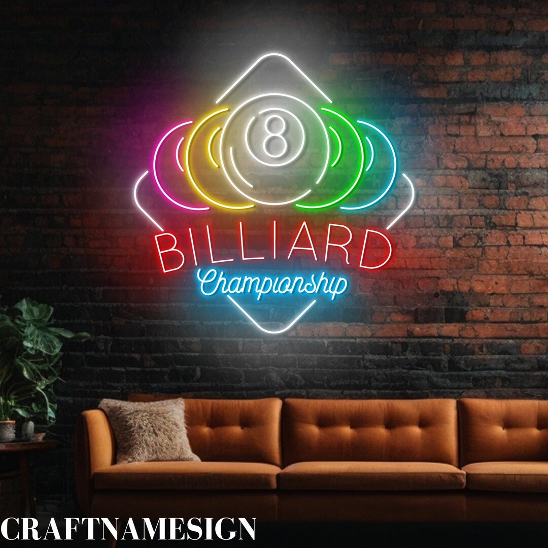 Billiard Championship Neon Sign, Billiards Led Sign, Billiards Pool ...