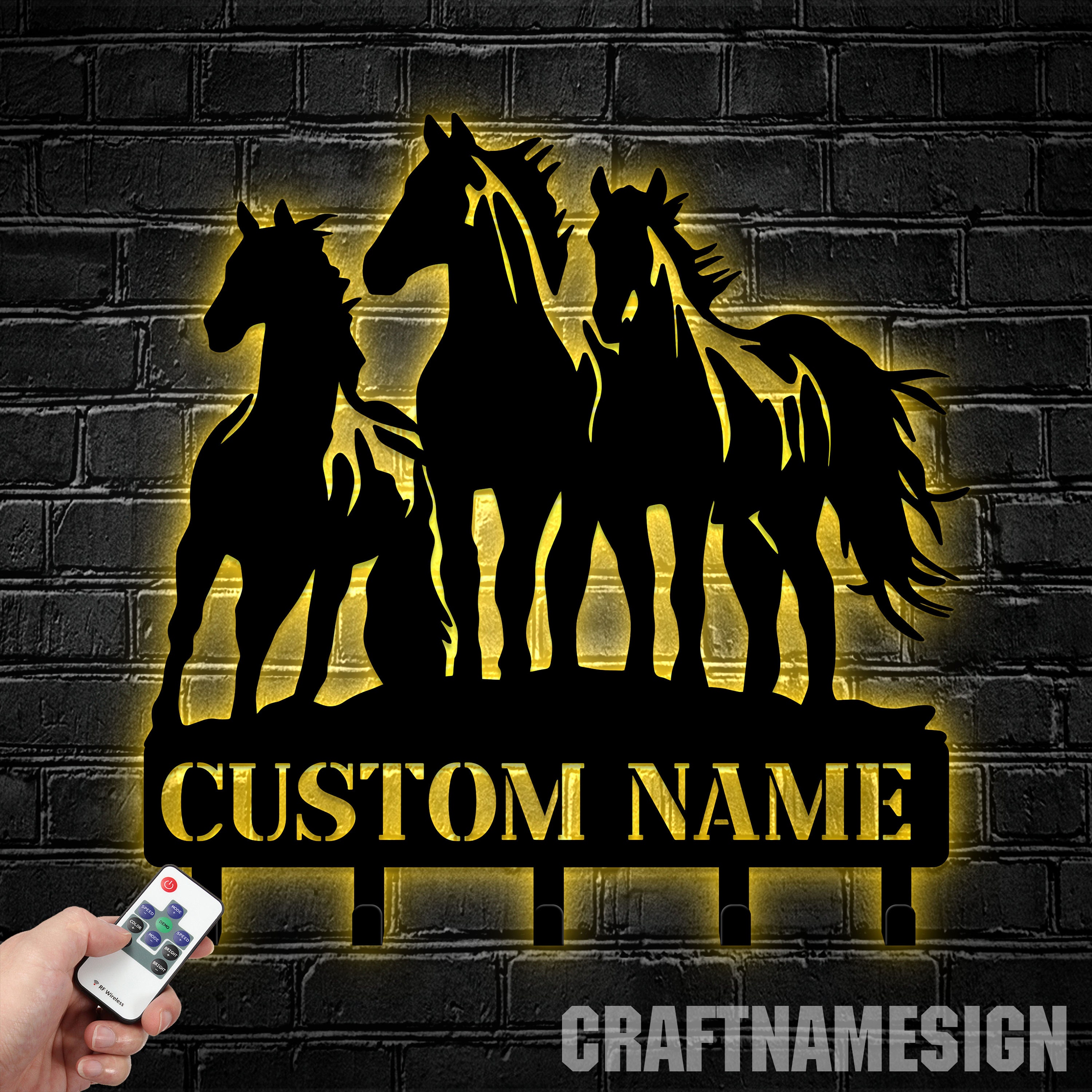 Custom Horse Metal Key Holder, Running Horses Decorative Key Holder ...