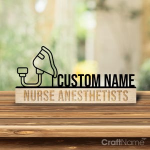 Custom Nurse Anesthetists Metal Desk Name Plate, Nurse Wooden Nameplate ...