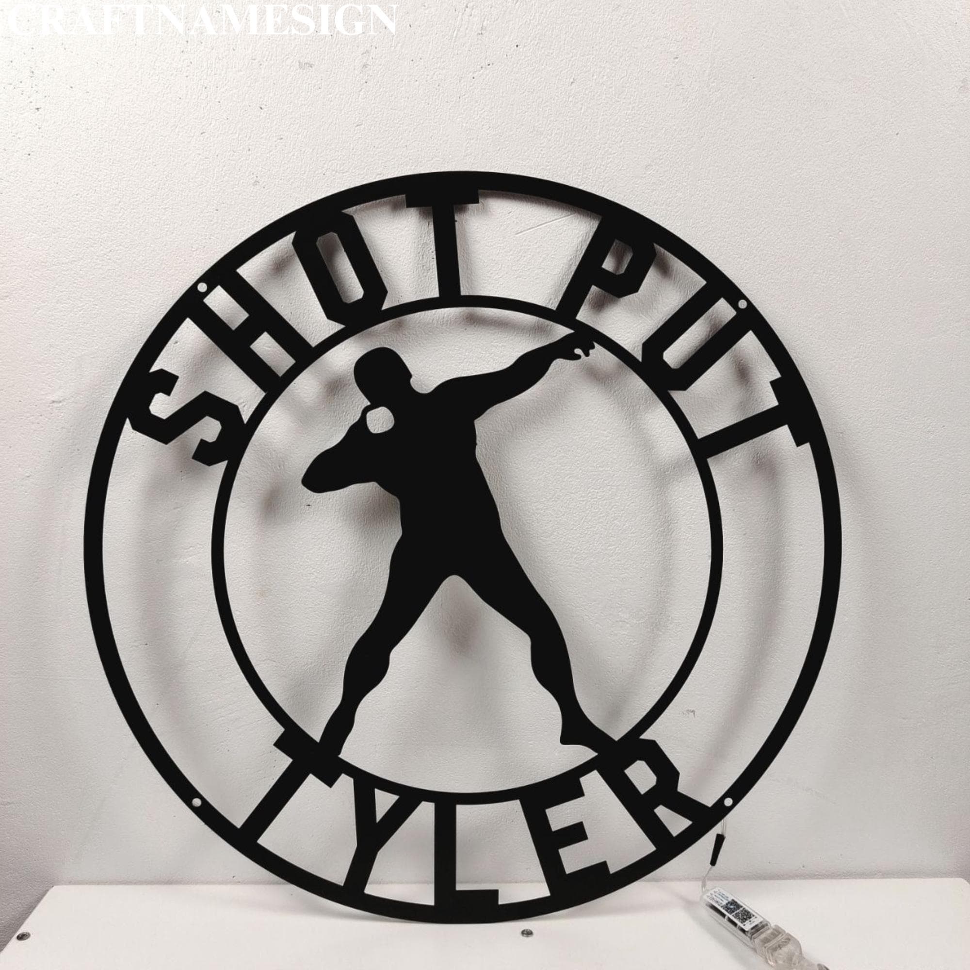 Personalized Shot Put Athlete Metal Wall Art LED Light, Custom Shot Put ...