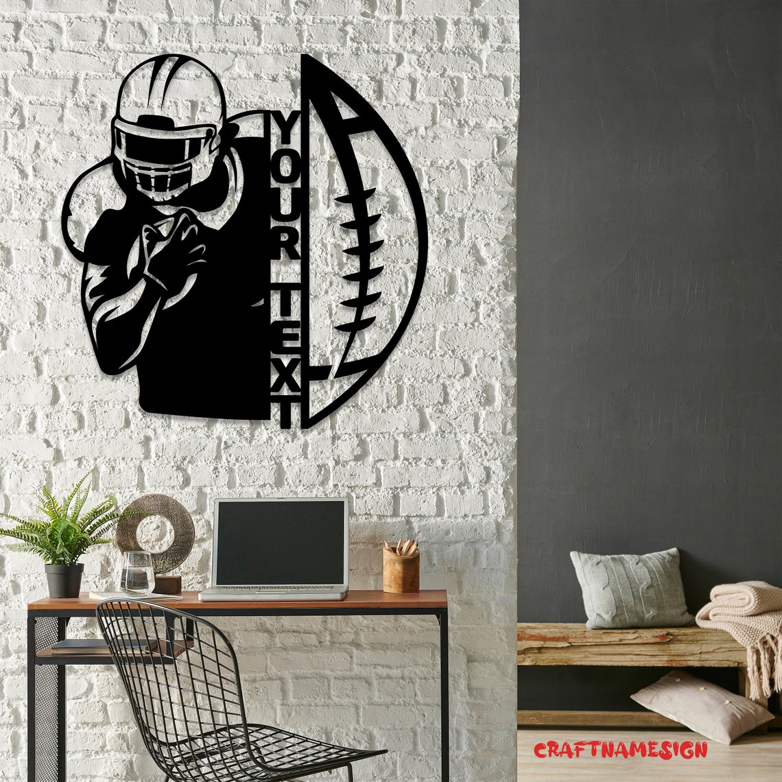 Custom Ball American Football Metal Wall Art LED Light - Etsy