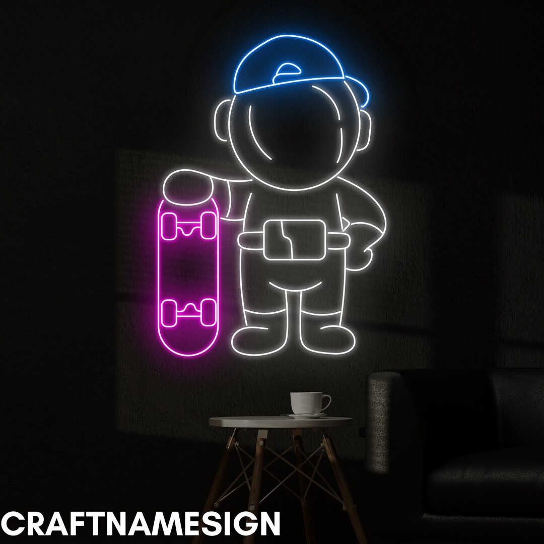 Astronaut Skateboarding Neon Sign, Astronaut Skateboarding Led Sign ...