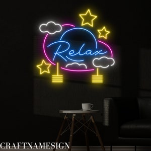 Relax Neon Sign, Relax Led Sign, Custom Neon Sign, Star Cloud Night ...