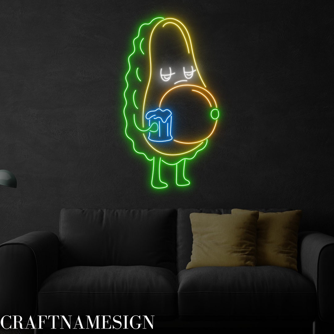 Avocado Beer Neon Sign, Avocado With Beer Led Sign, Custom Neon Sign ...