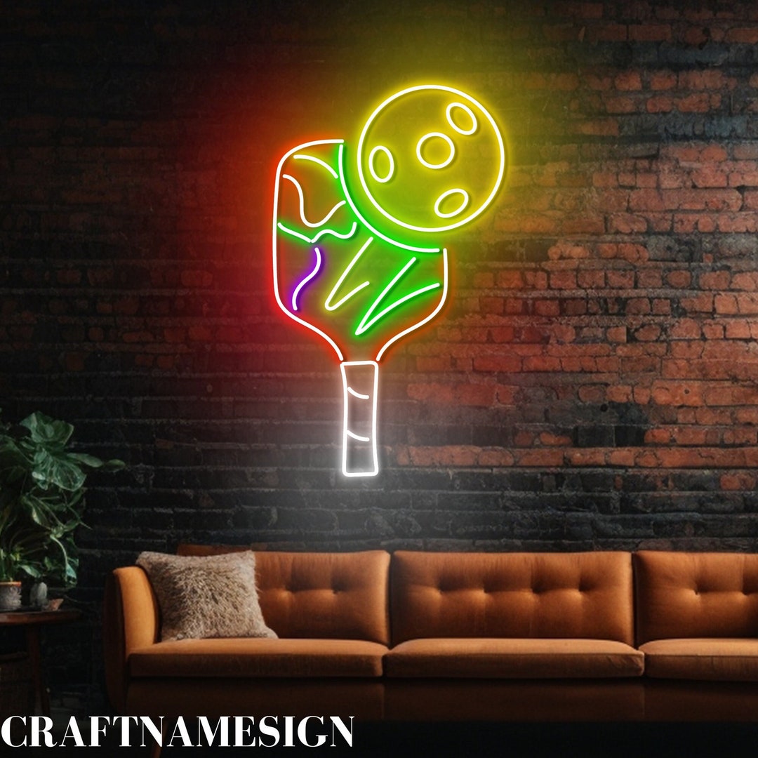 Pickleball Racket and Ball Neon Sign, Pickleball Player Led Sign ...