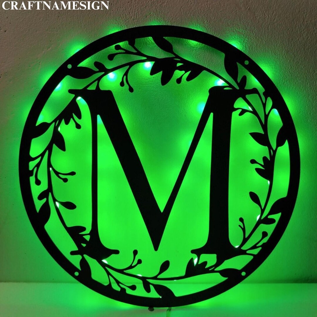 Custom Metal Initial Name Sign, Family Name Wall Art Led Light, Last ...