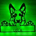 Personalized GSD German Shepherd Husky Metal Wall Art LED Light, Custom ...
