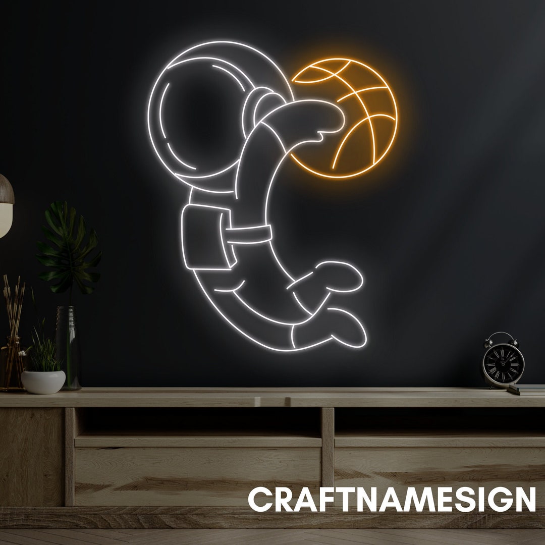 Astronaut Basketball Led Sign, Basketball Neon Sign, Custom Neon Sign ...